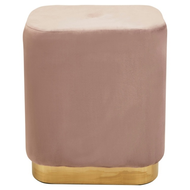 Interiors By Premier Dusty Pink Square Stool With Gold Base, Velvet ...