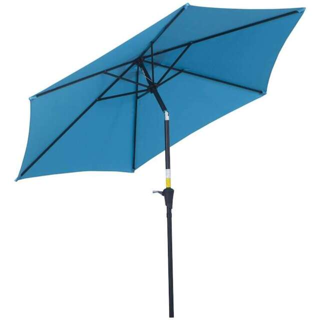 Outsunny Patio Umbrella Parasol Sun Shade Garden Aluminium Blue 2.6M by ...