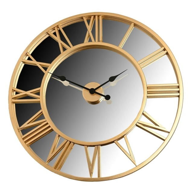 Hometime Retro Gold Cased Mirrored Roman Dial Wall Clock 76Cm by Tesco ...