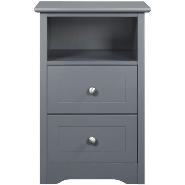 Yaheetech Modern End Table with 2 Drawers and 1 Cubby by Tesco ...
