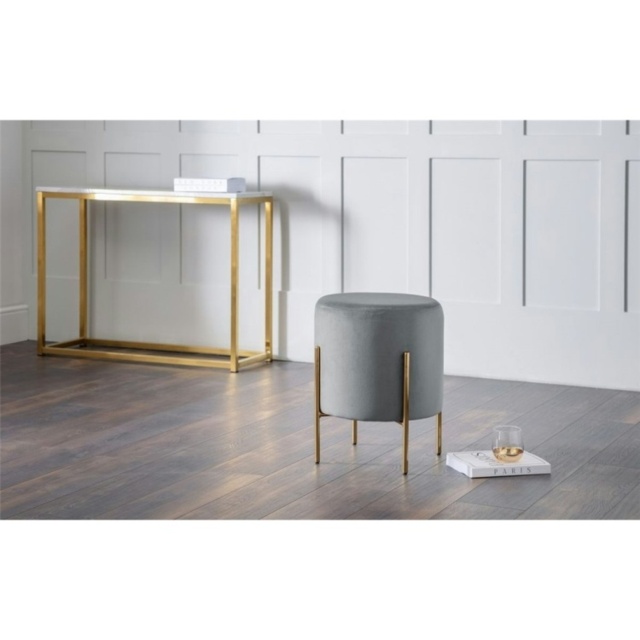 Light Grey Velvet Stool by Tesco - Marketplace | ufurnish.com