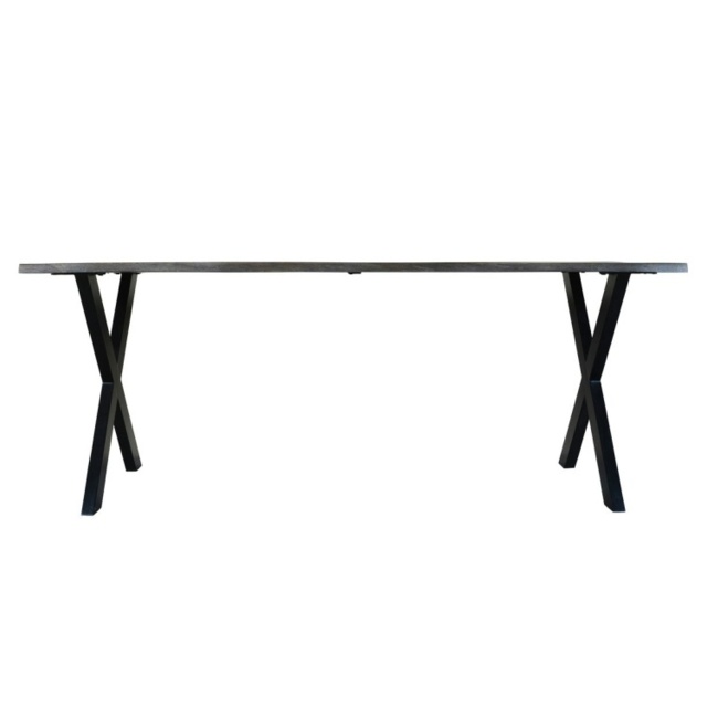 Oakland Large Acacia Wood Dining Table With Cross Metal Legs 6-8 Seater ...