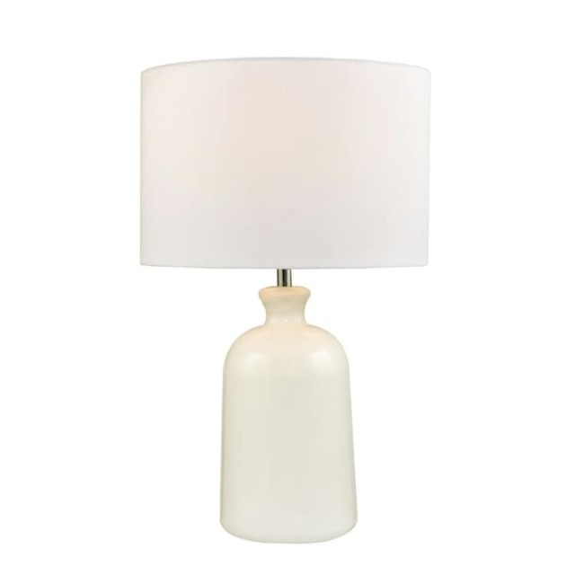 Classic Opal White Glass Table Lamp With White Linen Fabric Drum ...
