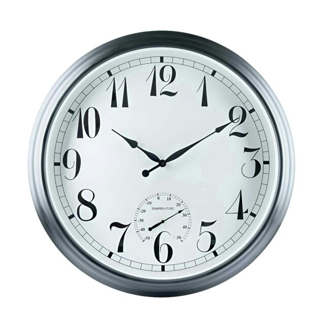 Primrose Outdoor Garden Wall Clock with Thermometer Big Time 90cm ...