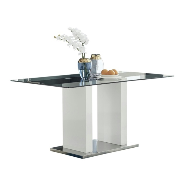 Furniturebox Florence Modern White High Gloss And Glass Dining Table by ...