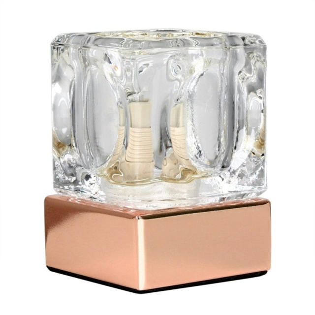 Valuelights Modern Glass Ice Cube Touch Table Lamp With Copper Base by ...