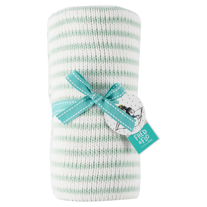 Florence & Fred Striped Sage Green Chenille Blanket by Tesco | ufurnish.com