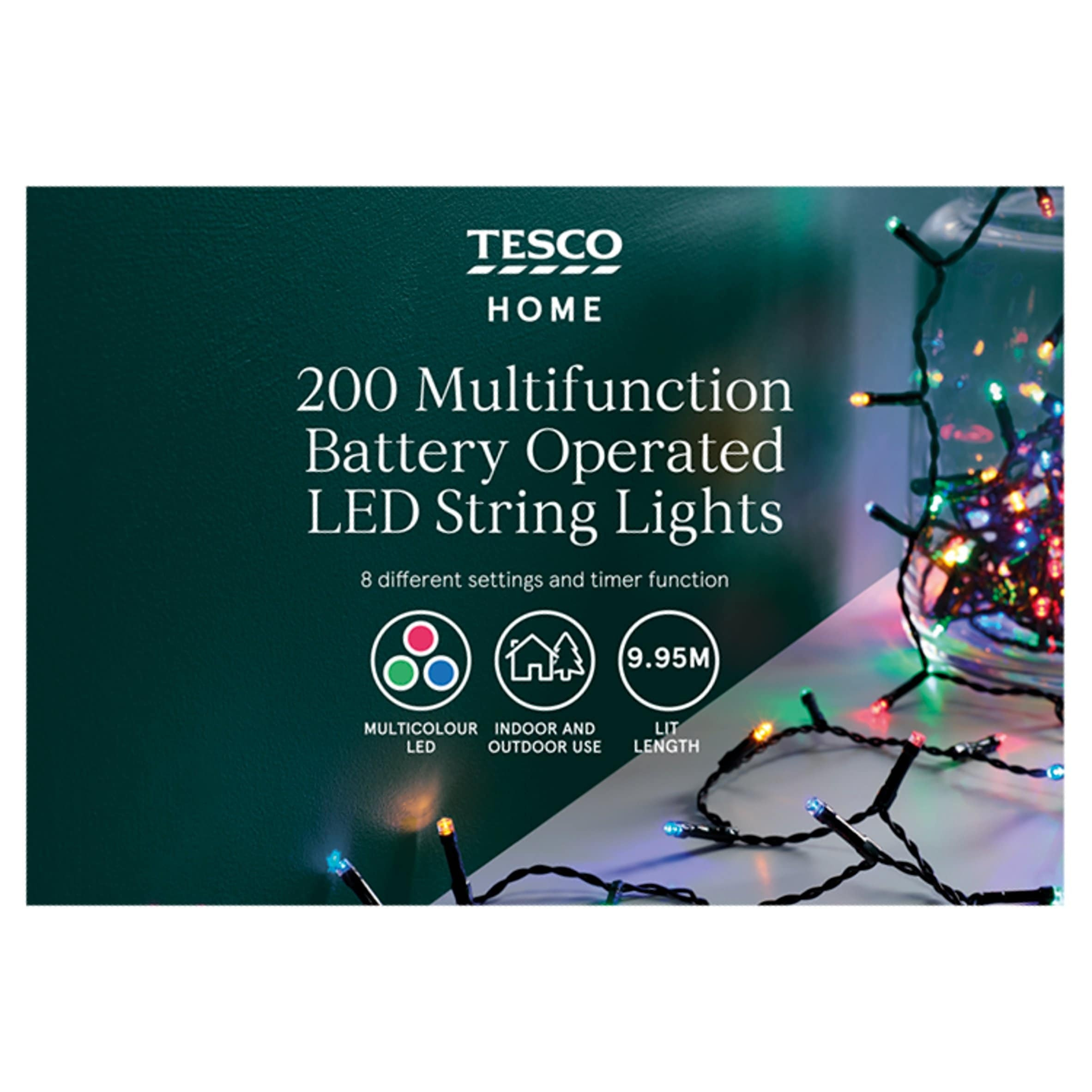 T. 200 BATTERY MULTI-COLOURED TIMER LIGHTS by Tesco | ufurnish.com