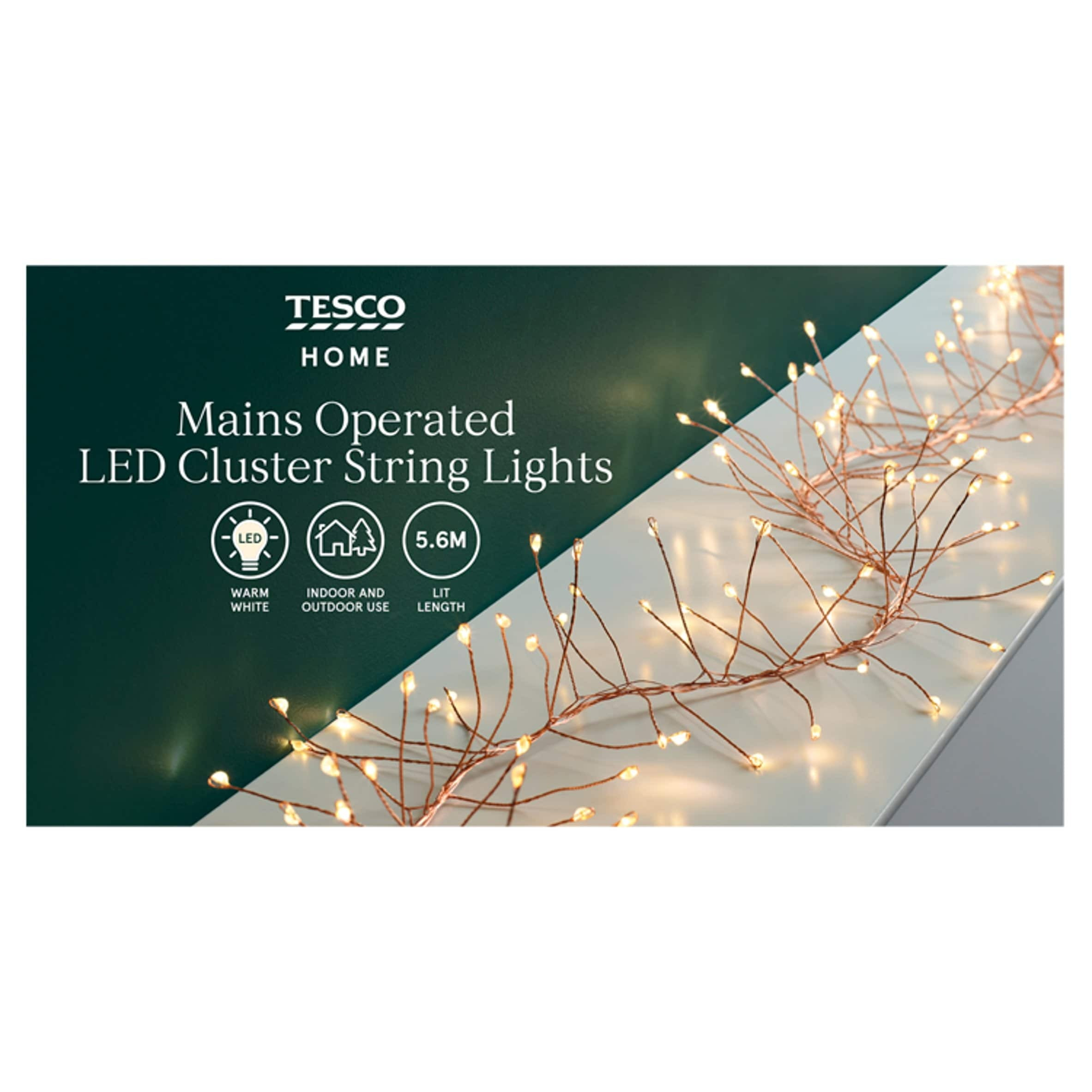 TESCO 5.6M WARM WHITE COPPER CLUSTER STRING LIGHTS by Tesco | ufurnish.com