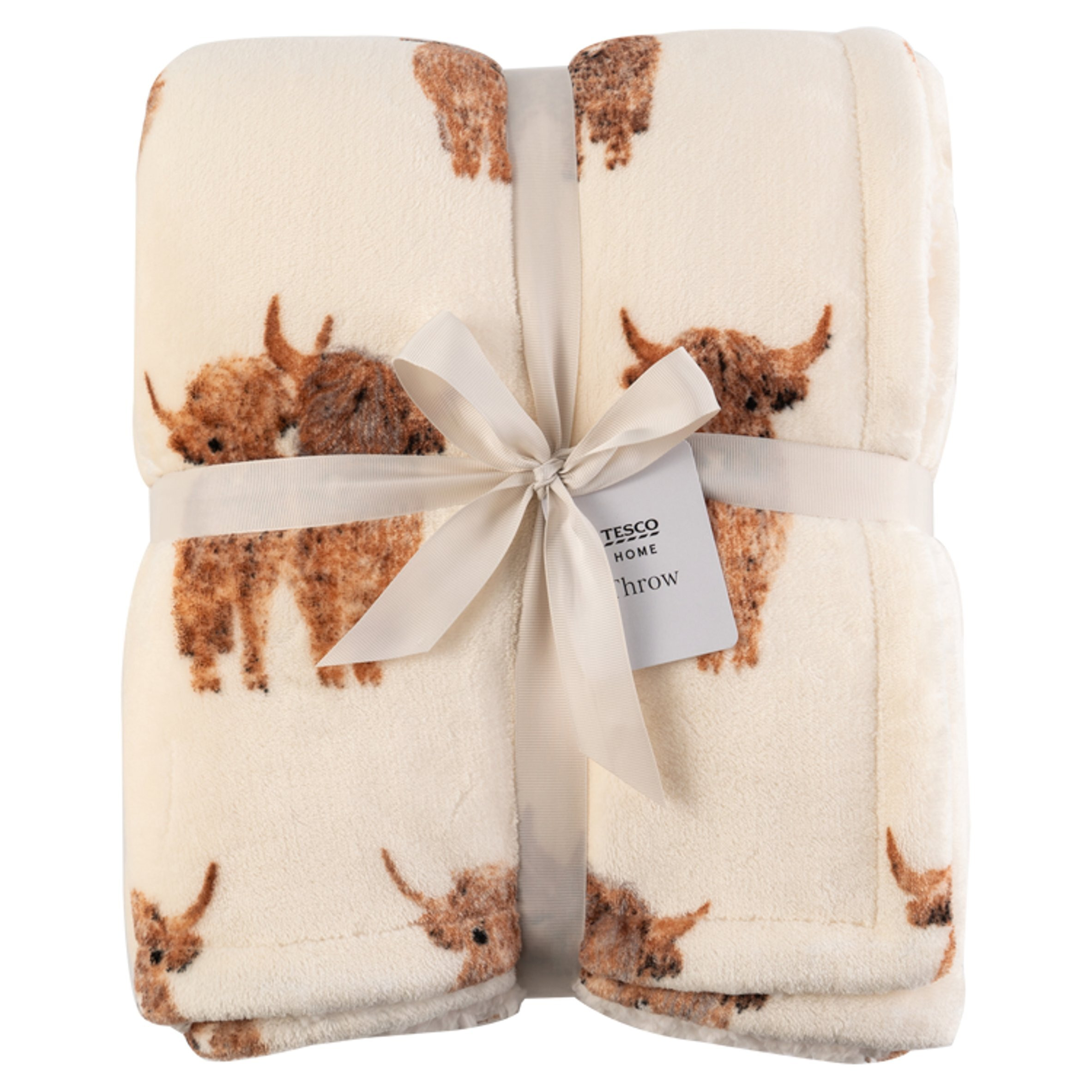 Tesco Highland Cow Sherpa Throw by Tesco | ufurnish.com