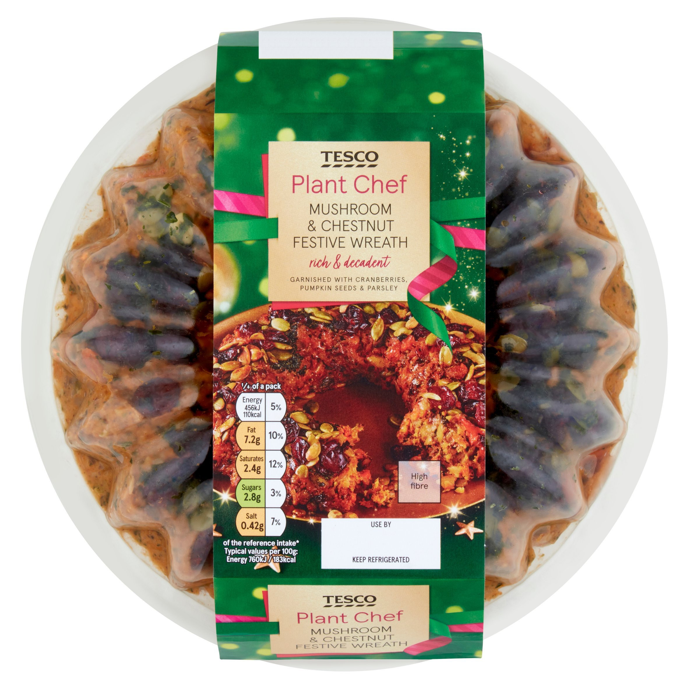 Tesco Plant Chef Mushroom & Chestnut Festive Wreath 450g by Tesco ...