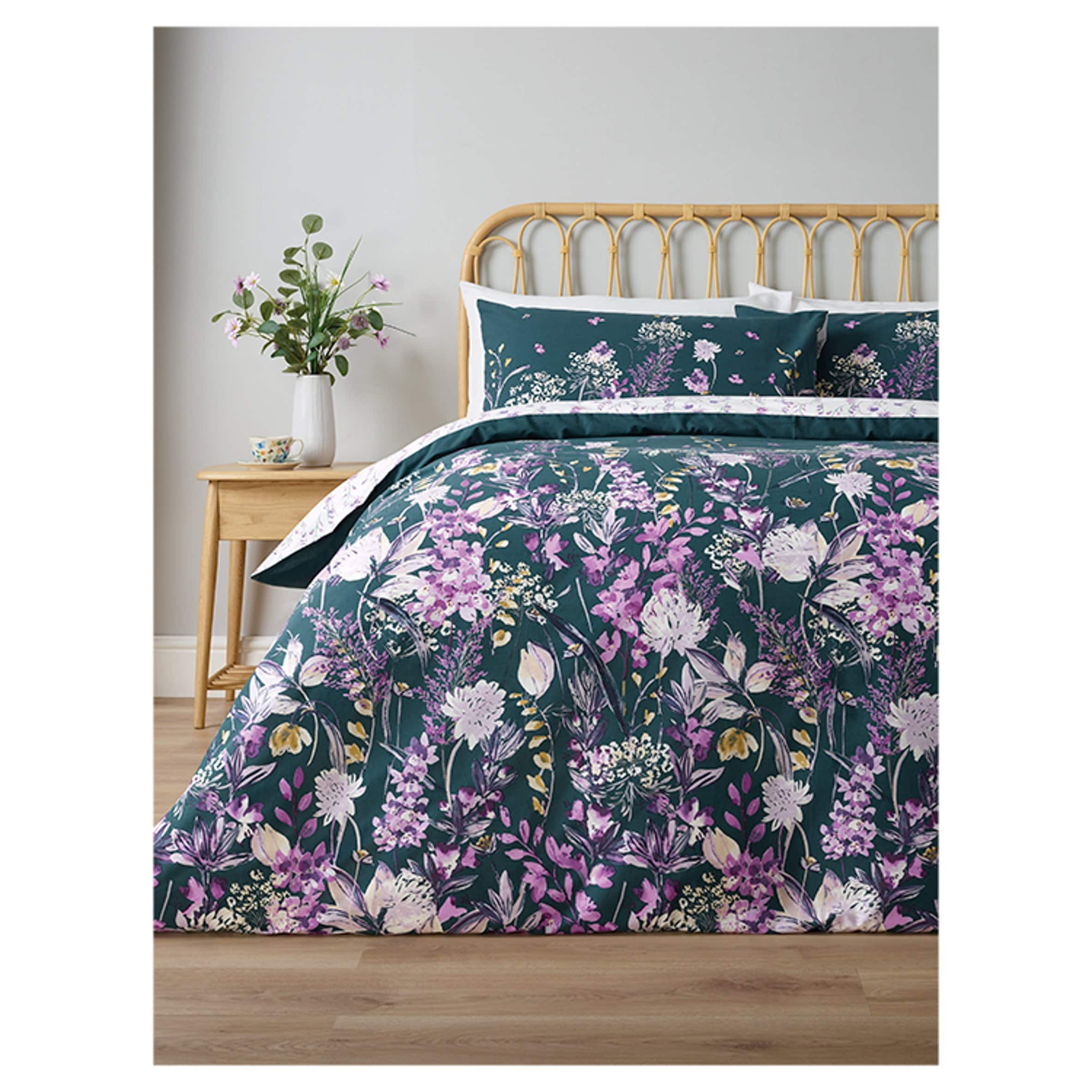 Tesco WWF Green Floral Duvet Set Double by Tesco | ufurnish.com