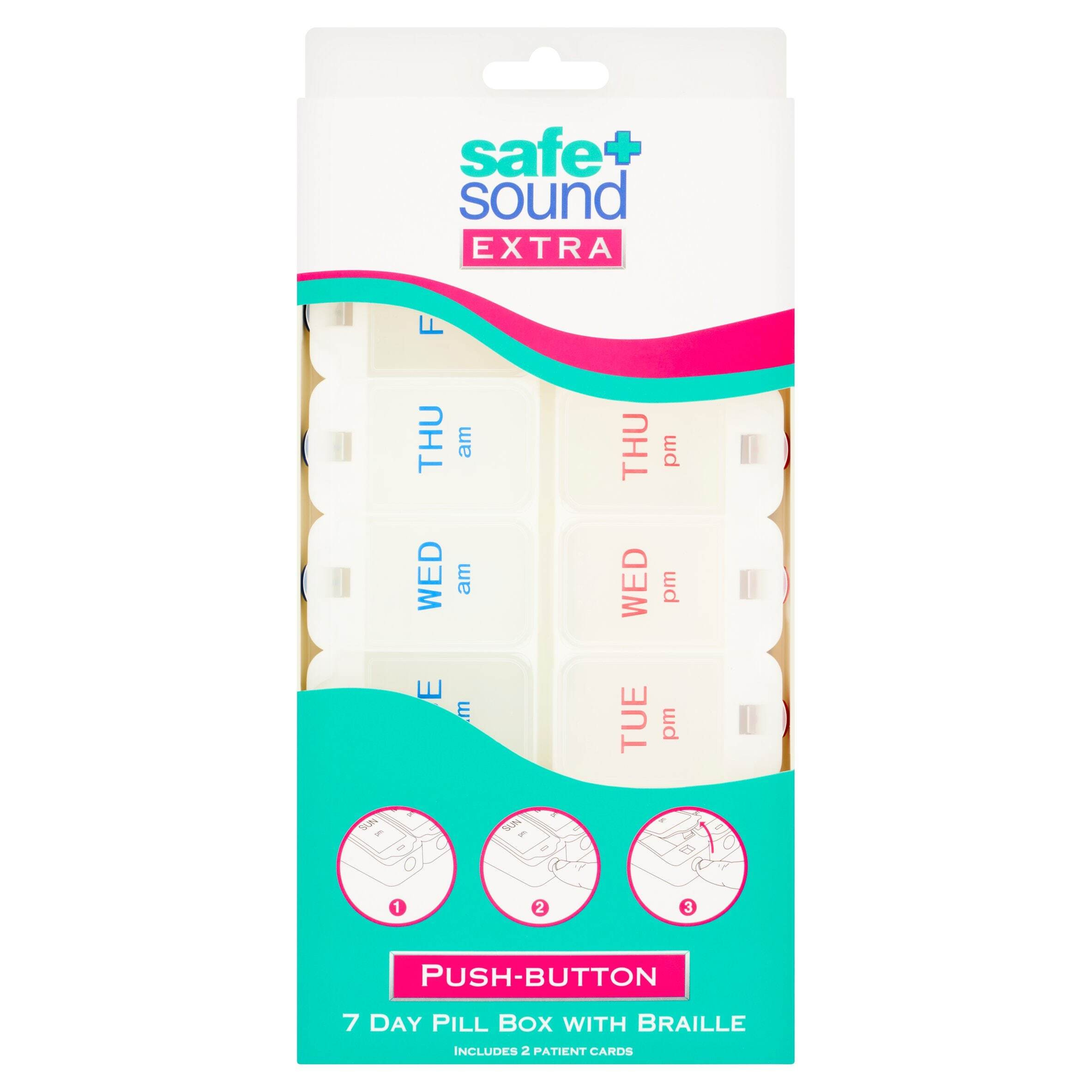 Safe & Sound Push Button 7 day Pill Box by Tesco | ufurnish.com