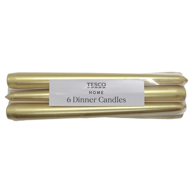 Tesco Gold Dinner Candles 6 X 58G by Tesco | ufurnish.com