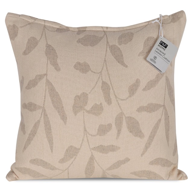 F&F Home Jacquard Leaves Cream Cushion by Tesco | ufurnish.com