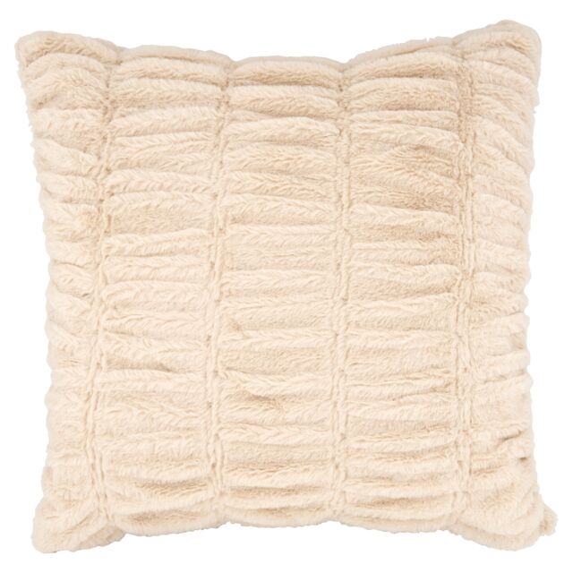 Tesco Greige Ruched Fur Cushion by Tesco | ufurnish.com