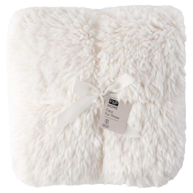 F&f Home White Cloud Faux Fur Throw by Tesco | ufurnish.com