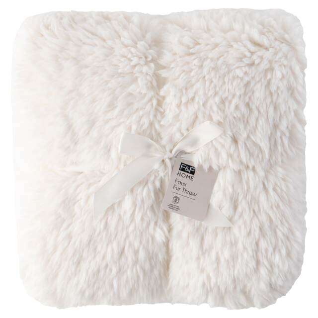 F&F Home White Cloud Faux Fur Throw by Tesco | ufurnish.com