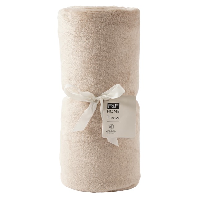 F&F Home Super Soft Throw - Mink by Tesco | ufurnish.com