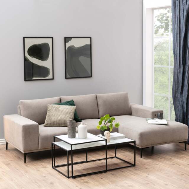 Bolton Coffee Table Set with White Crystal Clear Marble Torino Glass ...