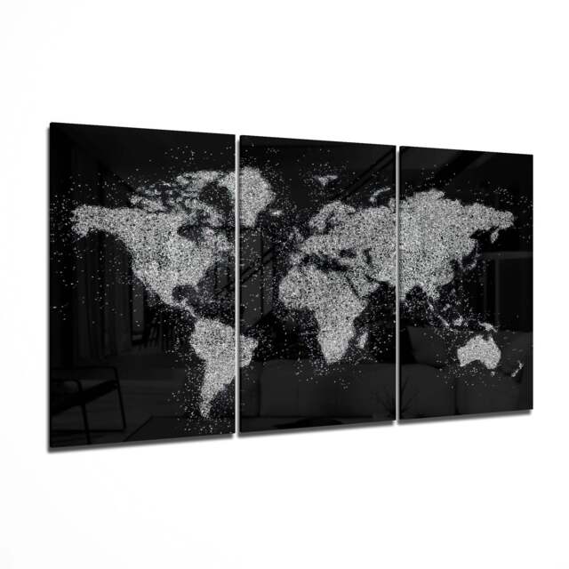 World Map Glass Art Mega Glass Wall Art - - That Home Shop by That Home ...
