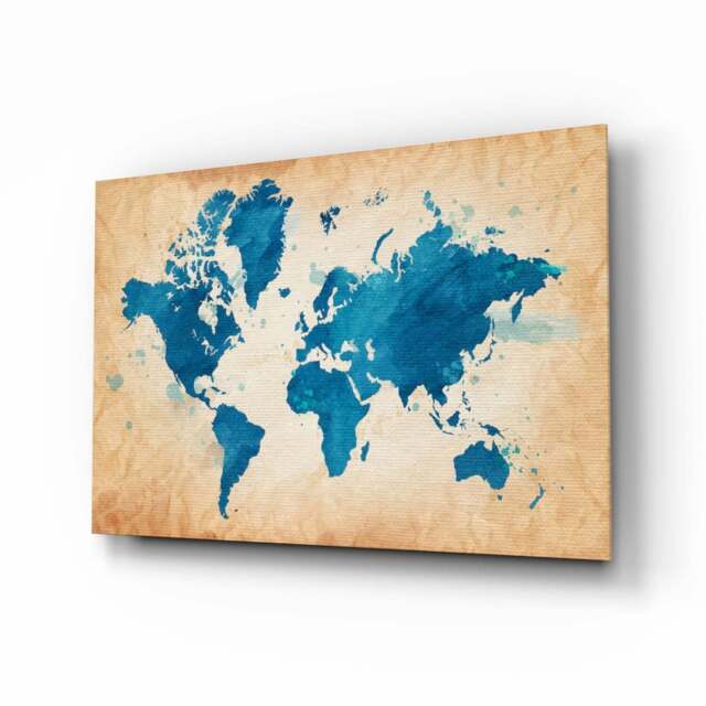 World Map Glass Wall Art - - That Home Shop by That Home Shop ...