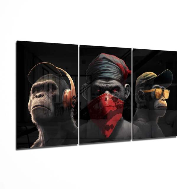 3 Wise Monkeys Mega Glass Wall Art - - That Home Shop by That Home Shop ...