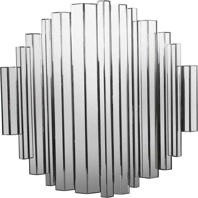 Crystalline Effect Embossed Edges Round Mirror - Clear - That Home Shop ...