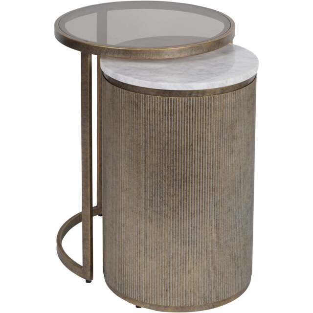 Belvedere Aged Gold Set of 2 Nesting Side Tables - Champagne Gold ...