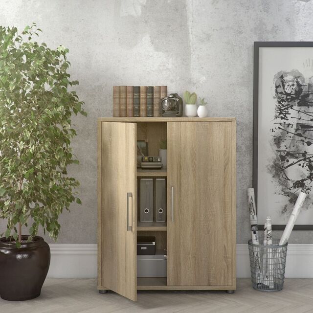 Prima Bookcase 2 Shelves with 2 Doors - Black Woodgrain - That Home ...
