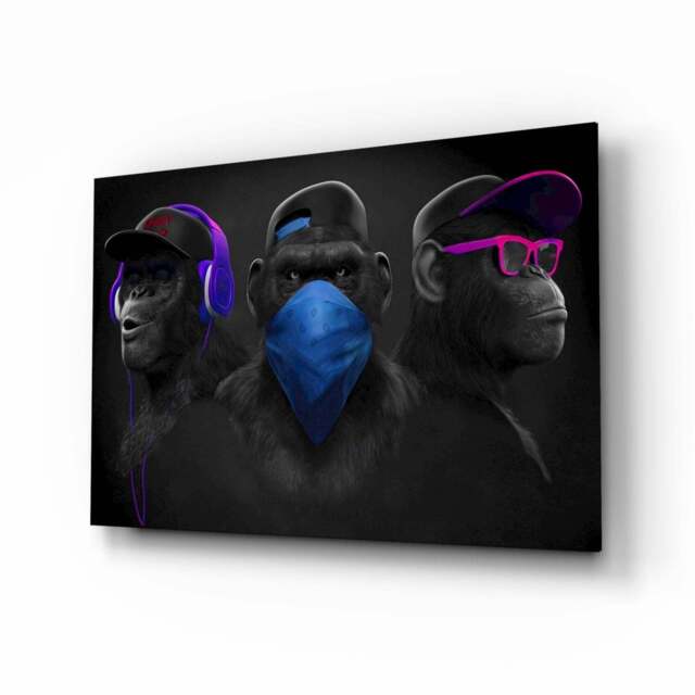 Three Wise Monkeys Glass Wall Art - - That Home Shop by That Home Shop ...