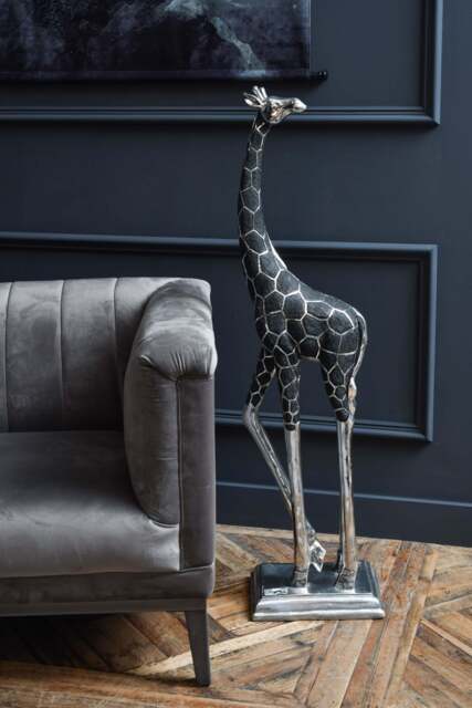 Giant Giraffe Sculpture Head Back - Silver Black - That Home Shop by ...