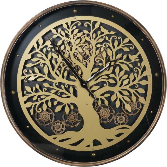 Viking Tree Wall Clock with Moving Dials - Black Natural - That Home ...