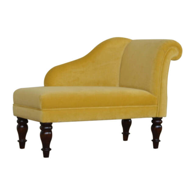 Mustard Velvet Chaise - - That Home Shop by That Home Shop | ufurnish.com