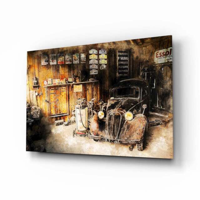 Retro Old Garage Glass Wall Art - - That Home Shop by That Home Shop ...