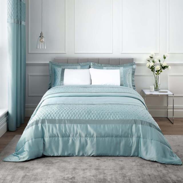 Catherine Lansfield Sequin Cluster Quilted Bedspread Silver Grey - Duck ...