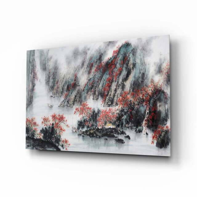 Japanese Drawing Glass Wall Art - - That Home Shop by That Home Shop ...