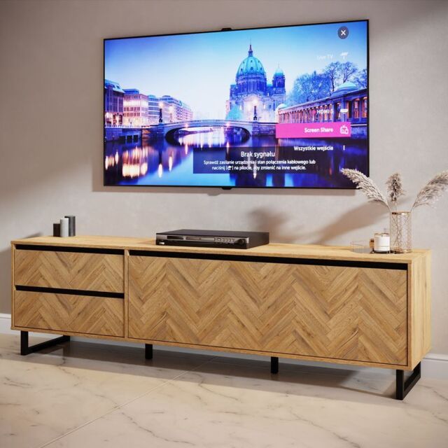 Nikomedes TV Unit in Spica Oak/Matt Black/Bartex Oak - - That Home Shop by That Home Shop ...