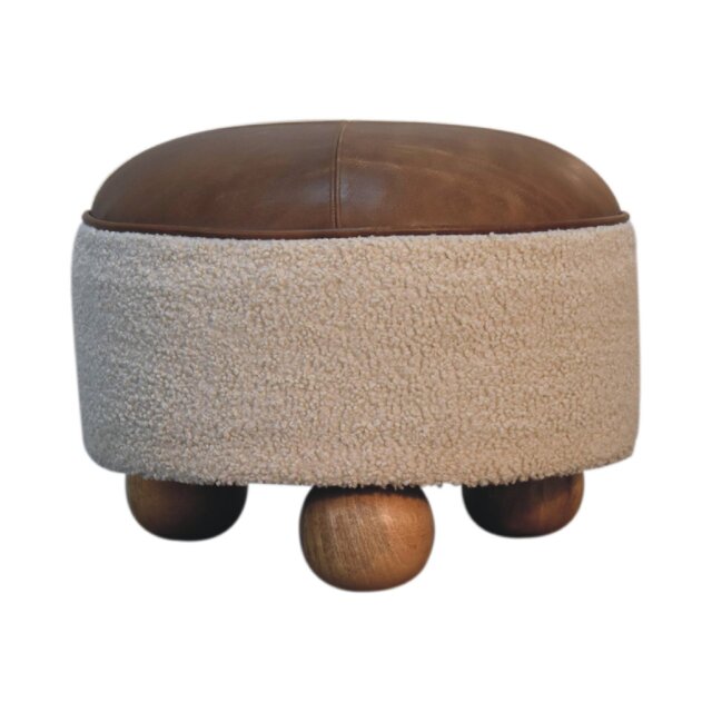 Cream Boucle Buffalo Footstool - - That Home Shop by That Home Shop ...