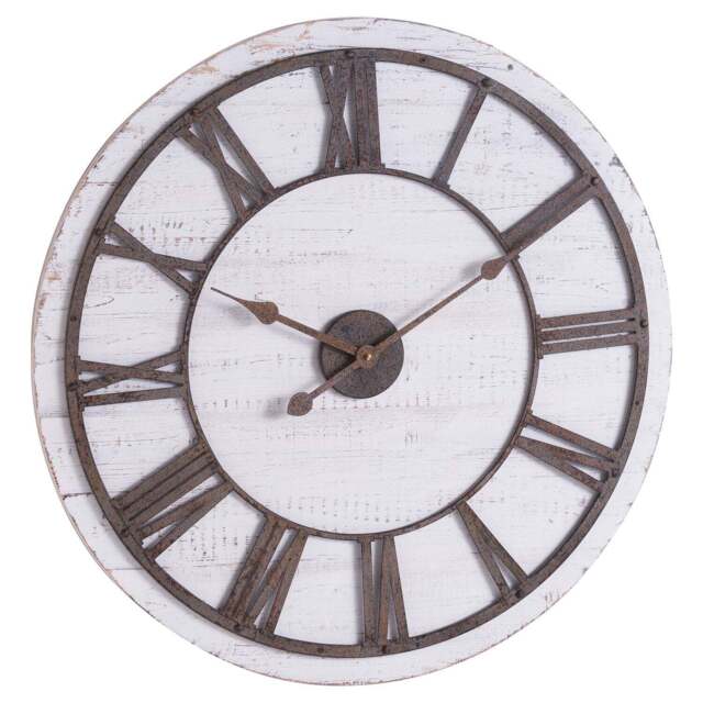 Rustic Wooden Clock With Aged Numerals And Hands - Antique Brass - That ...