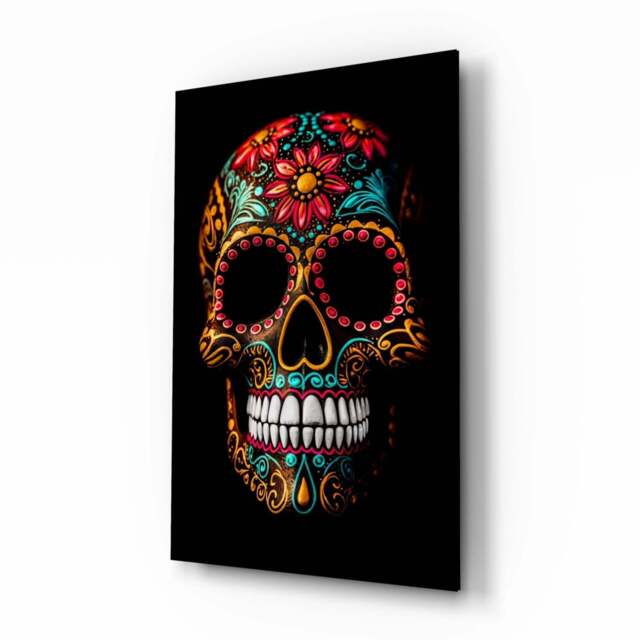 Flowery Skull Glass Wall Art -- Designer Collection - - That Home Shop ...