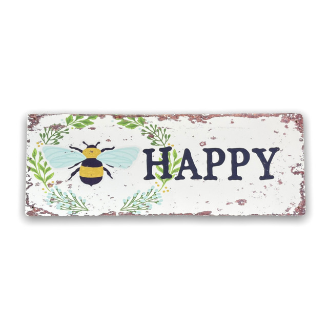 Vintage Metal Sign - Bee Happy Wall Sign - - That Home Shop by That ...