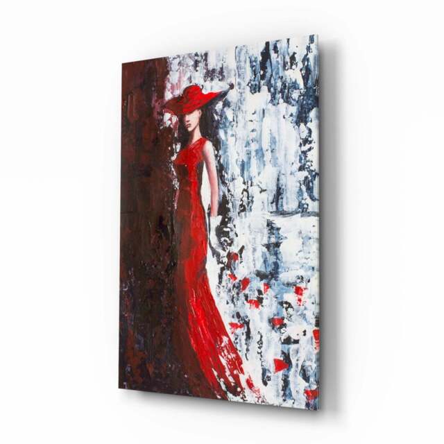 Woman in Red Hat Glass Wall Art - - That Home Shop by That Home Shop ...