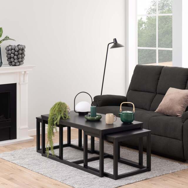 Cornus Square Coffee Table Set in Matt Black Set of 4 - - That Home Shop by That Home Shop ...