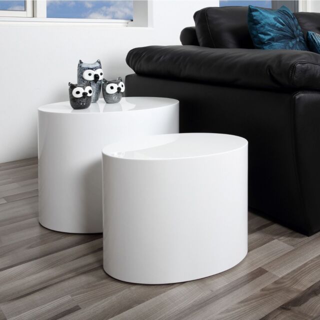 Mice Oval Coffee Table Set of 2 - White - That Home Shop by That Home ...