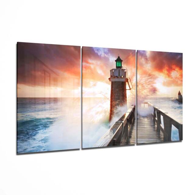 Lighthouse and Pier Mega Glass Wall Art - - That Home Shop by That Home ...