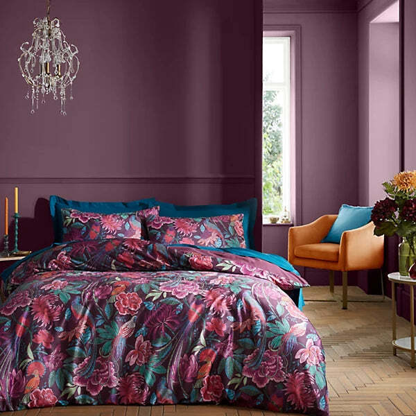 Bridgerton By Catherine Lansfield Kate Floral Soft Velvet Duvet Cover ...