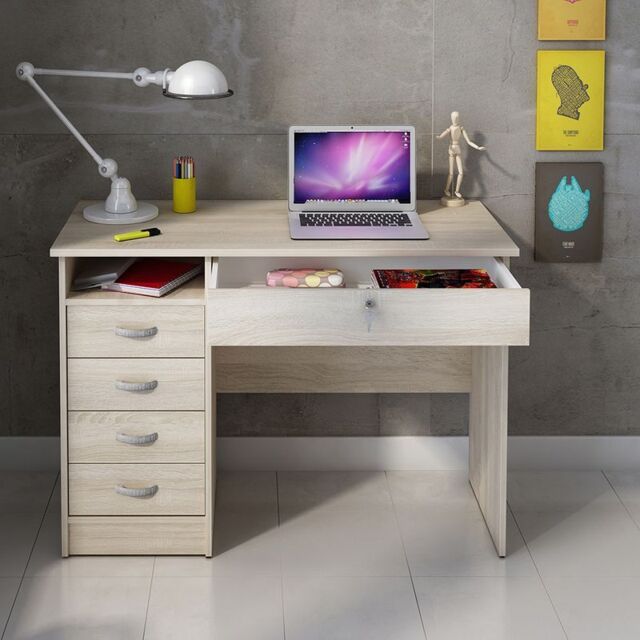 Function Plus Desk 5 Drawers in Oak - Oak - That Home Shop by That Home ...