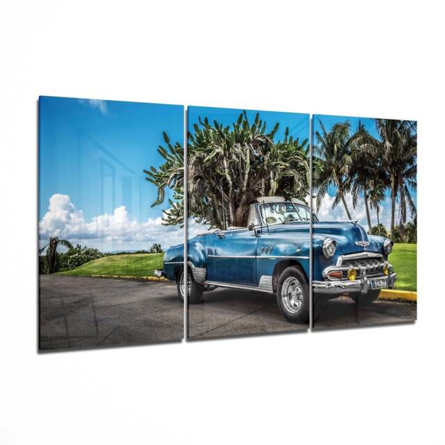 Blue Classic Car Glass Art Mega Glass Wall Art - - That Home Shop by ...