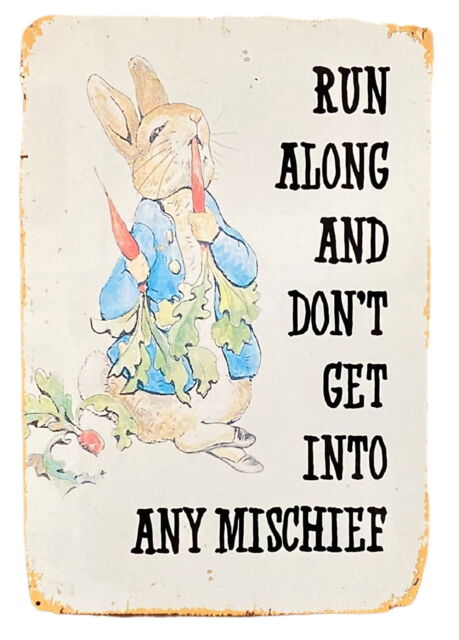 Metal Movie Wall Sign - Peter Rabbit Beatrix Potter - Run Along ...